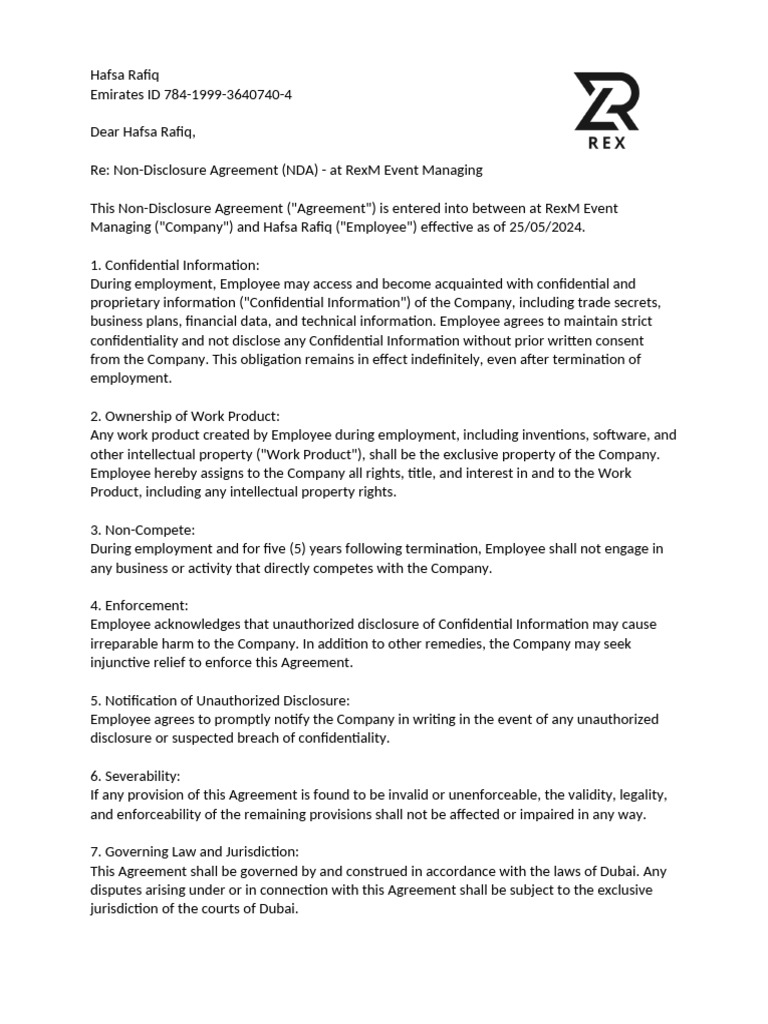 RexM Event Managing NDA Details | PDF | Non Disclosure Agreement ...