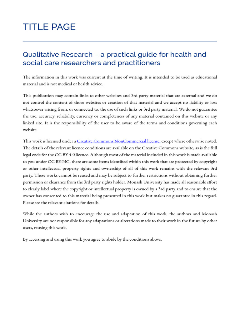 Qualitative Research - A Practical Guide For Health and Social Care ...