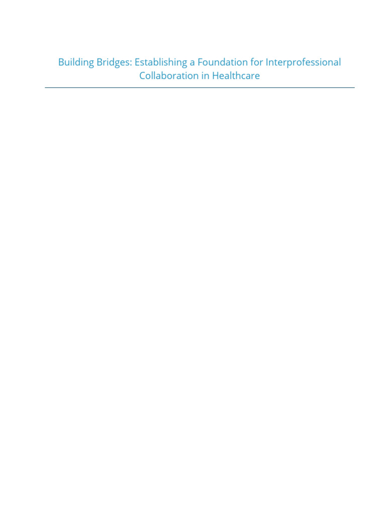 Building Bridges Establishing A Foundation For Interprofessional ...