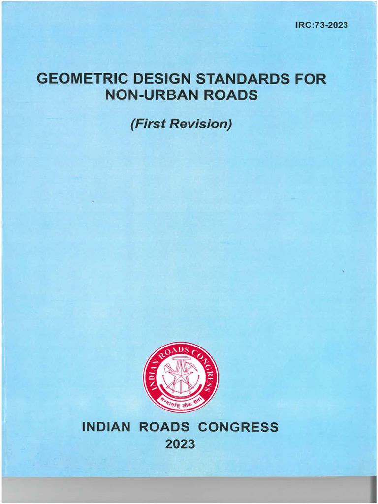 IRC 73 2023 Geometric Design Standards For Non Urban Rural Roads | PDF