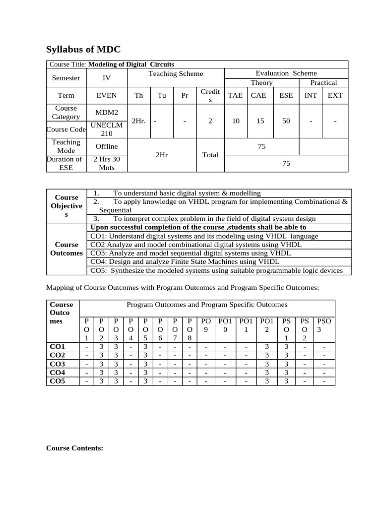 syllabus_ MDC | PDF | Electronic Engineering | Electronics
