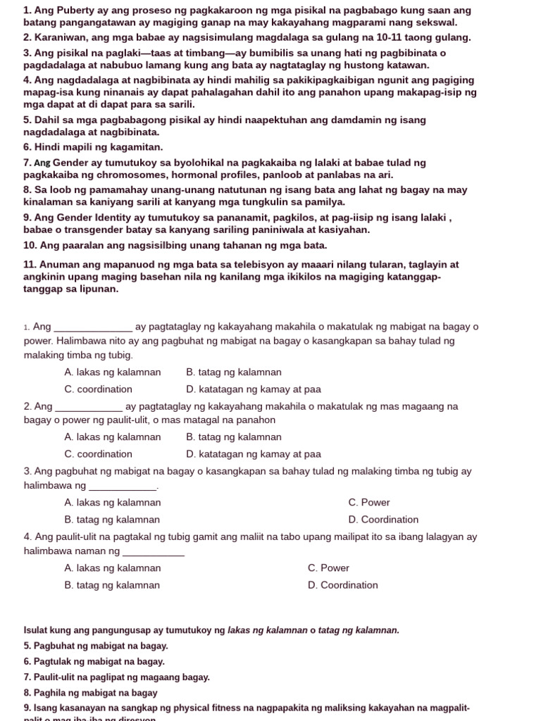 Grade 5 Mapeh Q2 Review | PDF