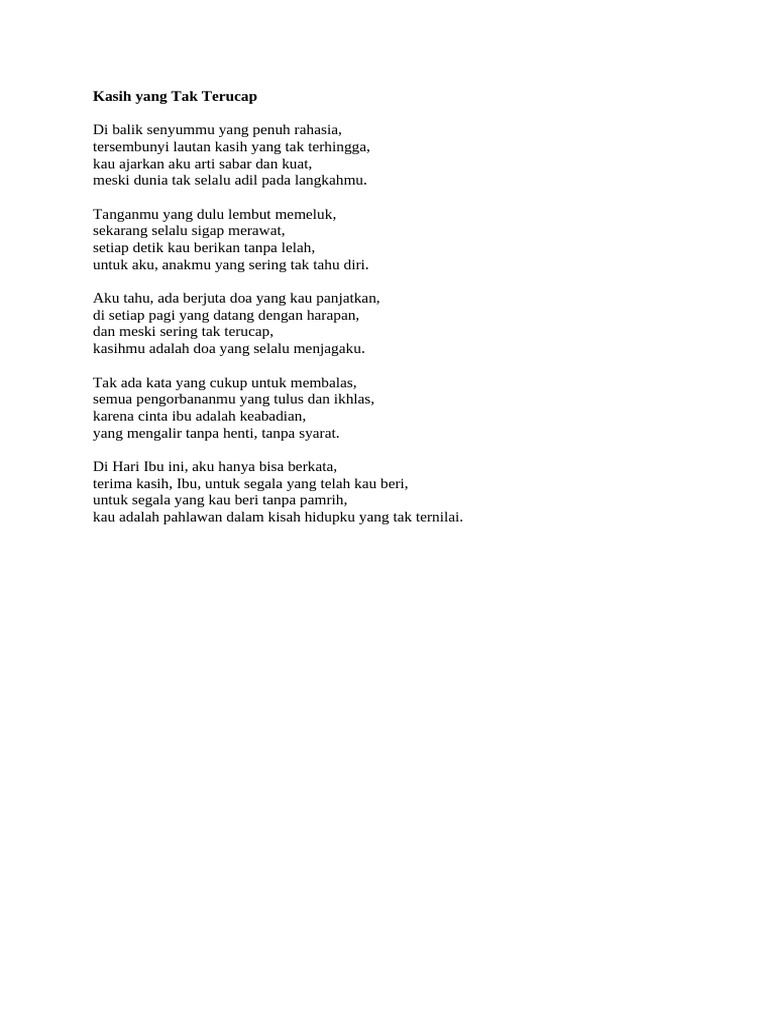 PUISI Kasih Yang Tak Terucap | PDF