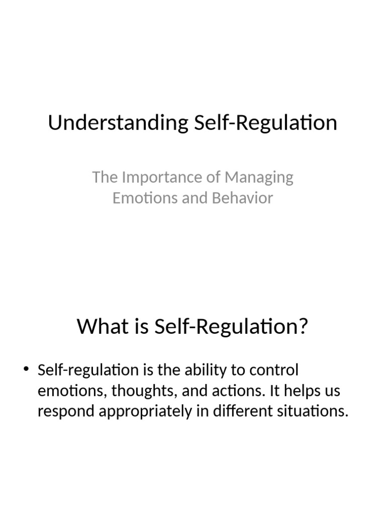 Self Regulation Presentation Generated | PDF