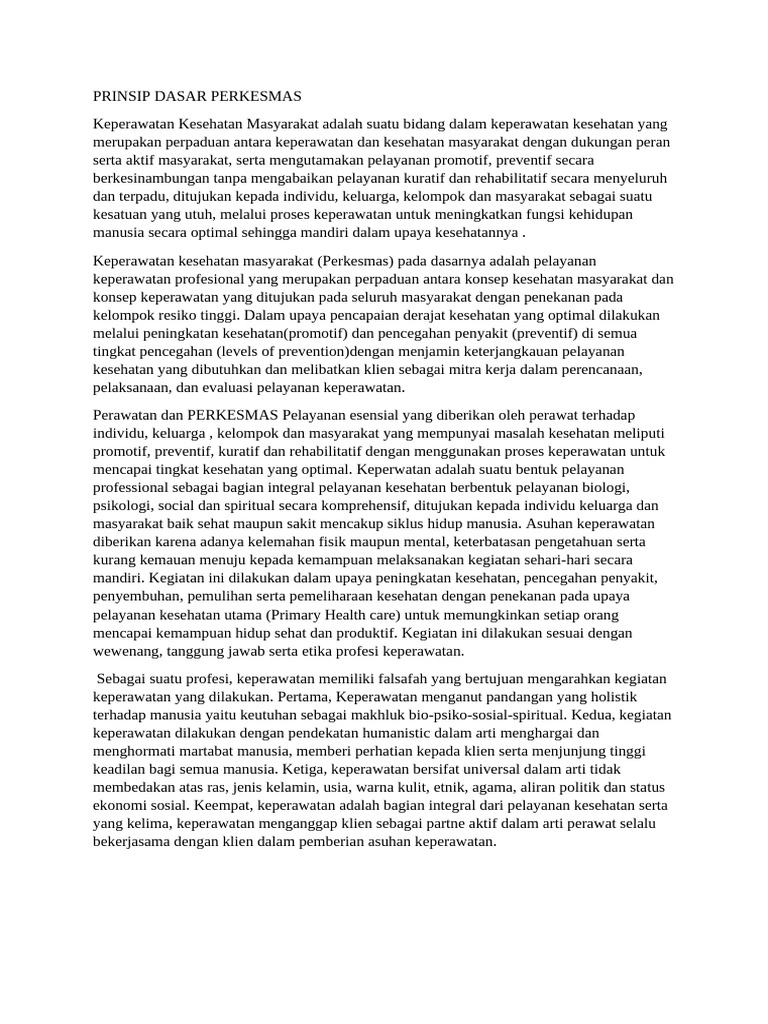 Prinsip Dasar Perkesmas | PDF