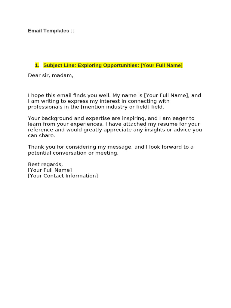Email Templates For HR Purpose . 2024 | PDF | Résumé