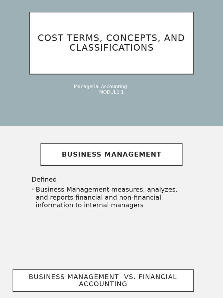 Cost Terms, Concepts, And Classifications | PDF | Expense | Cost
