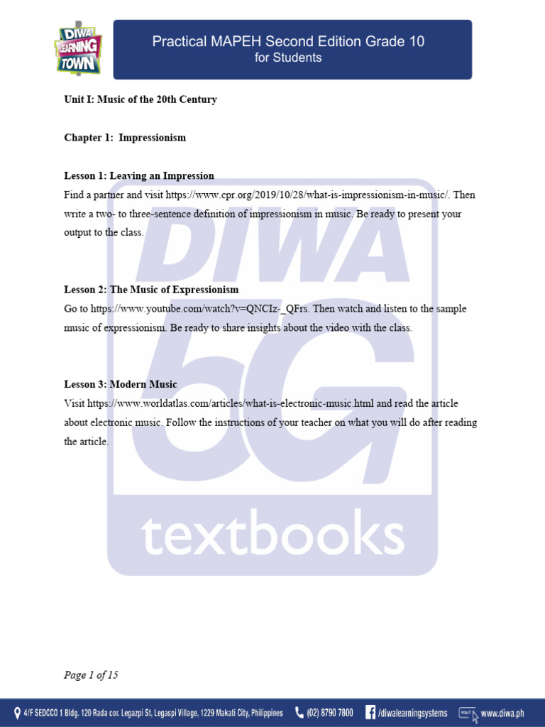 MAPEH 10 activities | PDF