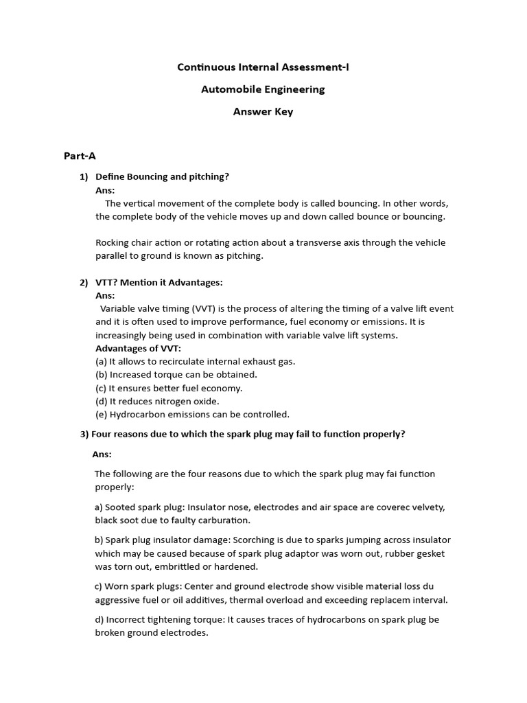 Automobile Engineering Continuous Internal Assessment 1 | PDF | Piston ... Automobile Engineering Continuous Internal Assessment 1 | PDF | Piston ...