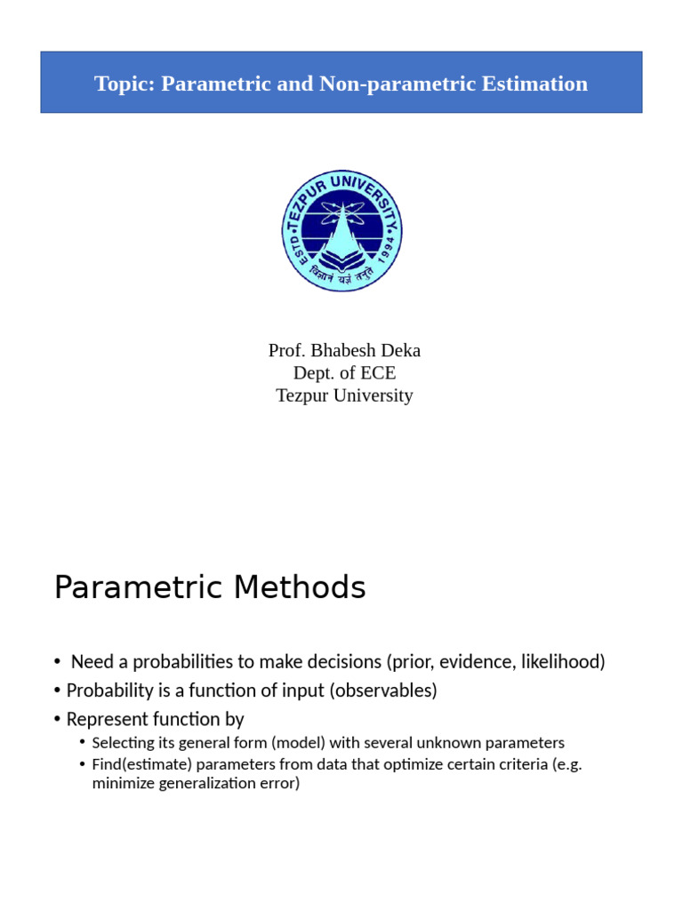 4.4 Parametric and Non-Parametric Estimator | PDF | Estimator | Bias Of An Estimator