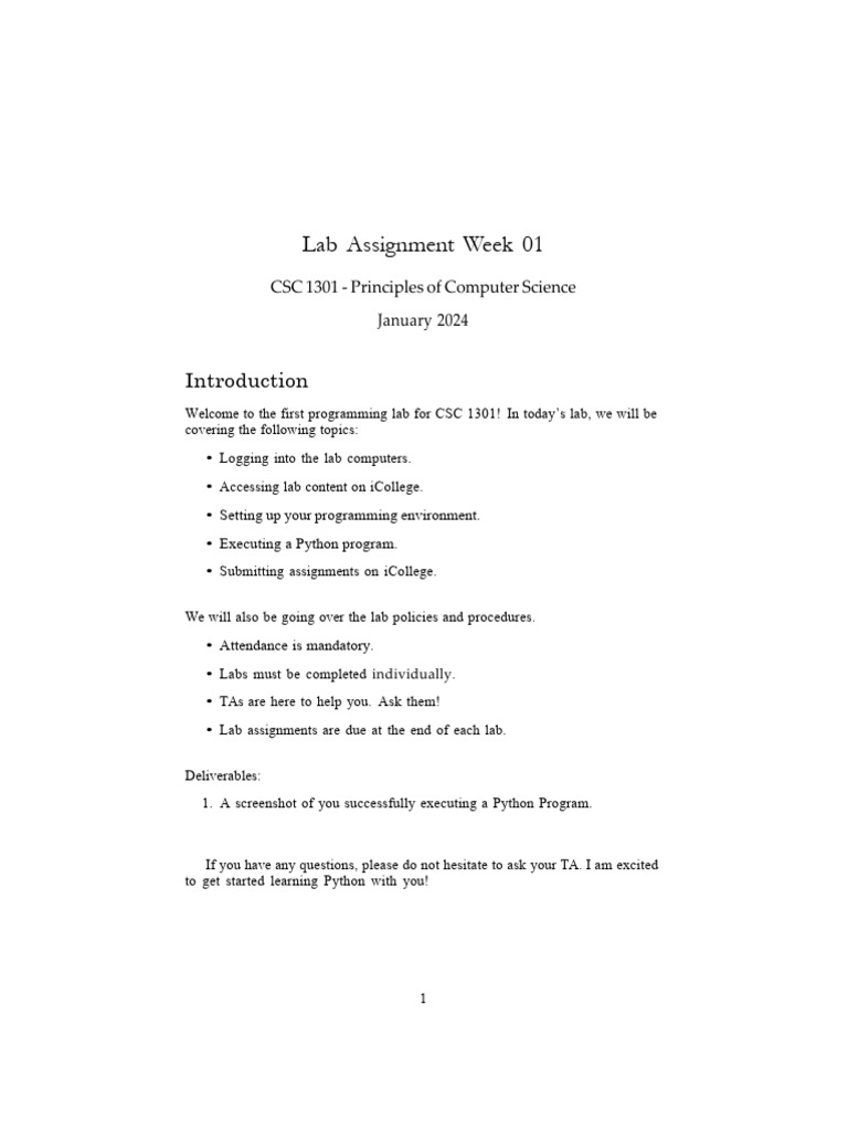 CSC 1301 Lab Assignment Week 01 | PDF | Integrated Development ...