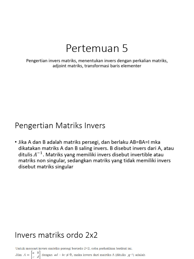 Invers Matriks: Pengertian dan Contoh | PDF