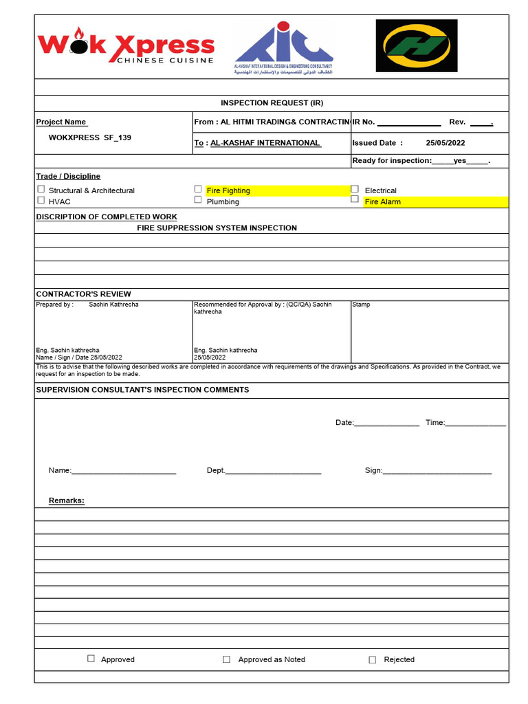 WokXpress Inspection Fire Suppression System | PDF