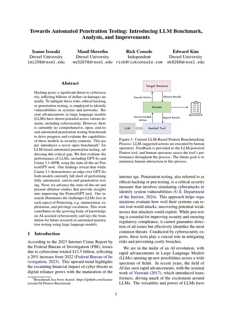 Towards Automated Penetration Testing Introducing Llm Benchmark Analysis And Improvements