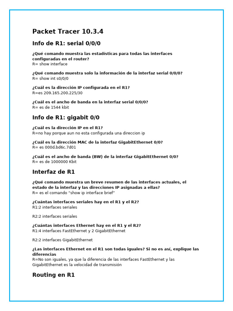 Packet Tracer 10.3.4 | PDF | Enrutador (Computación) | Protocolos de ...