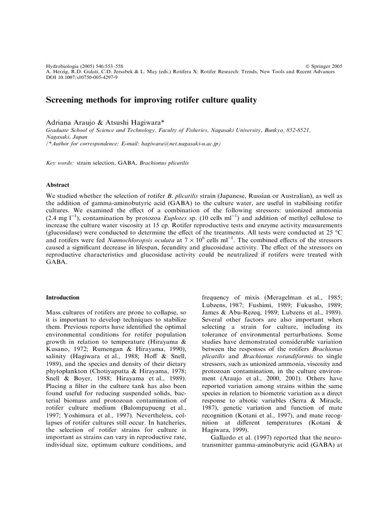 Metode Saring Rotifer Screening Methods For Improving Rotifer Culture ...