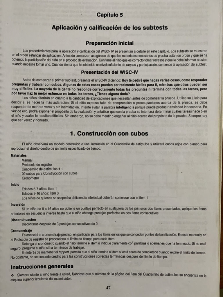 1-Aplicación WISC IV | PDF