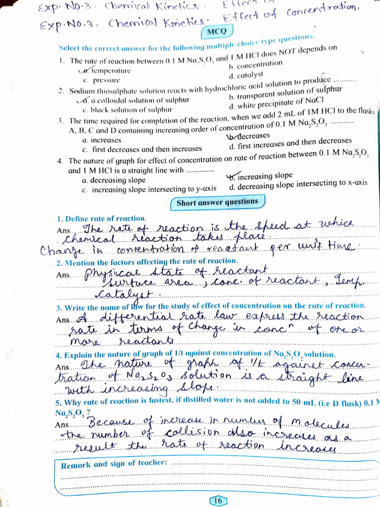 Chem. Practical Book Exp No. 3&4 | PDF | Reaction Rate | Chemical Reactions