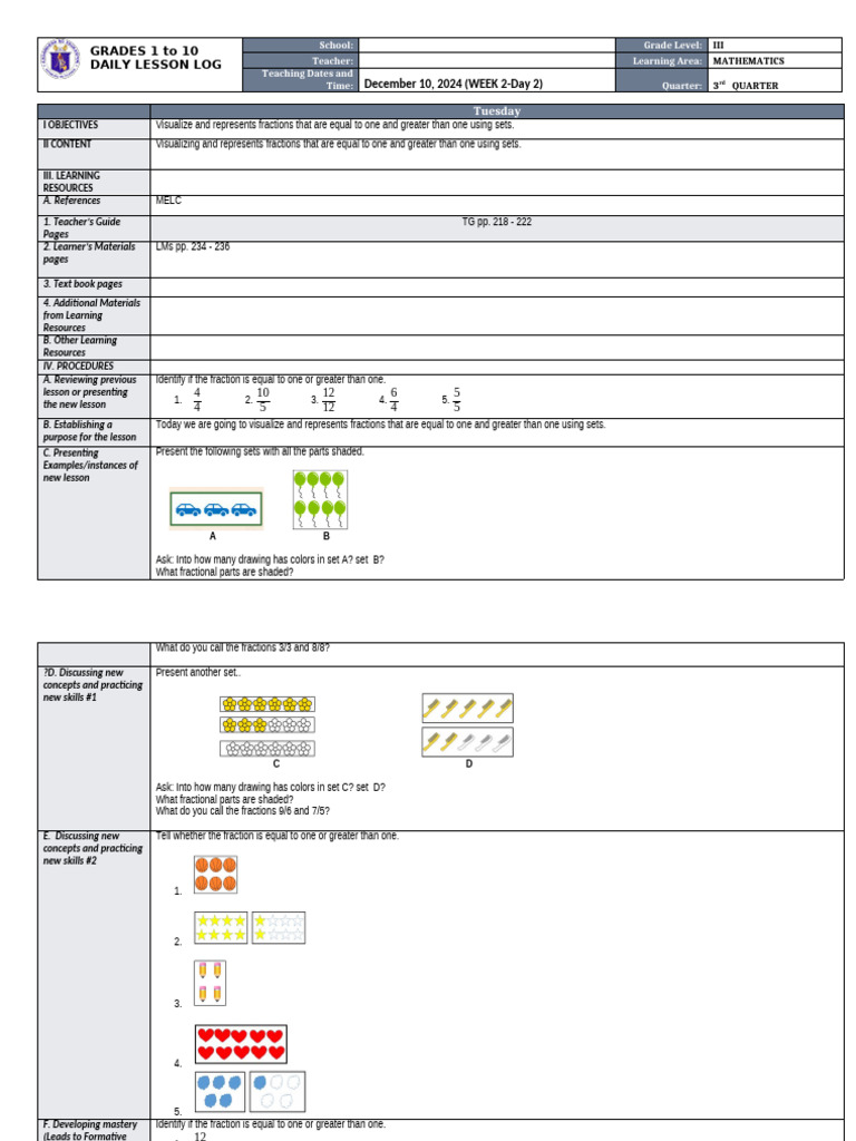 DLL Math-3 Q3 W2-Day-2 | PDF | Pedagogy | Teaching
