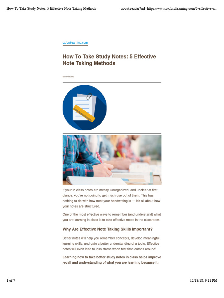 How To Take Study Notes - 5 Effective Note Taking Methods | PDF ...