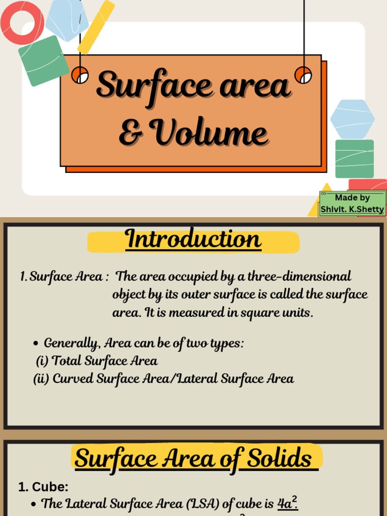 Surface Area and Volume | PDF | Sphere | Volume