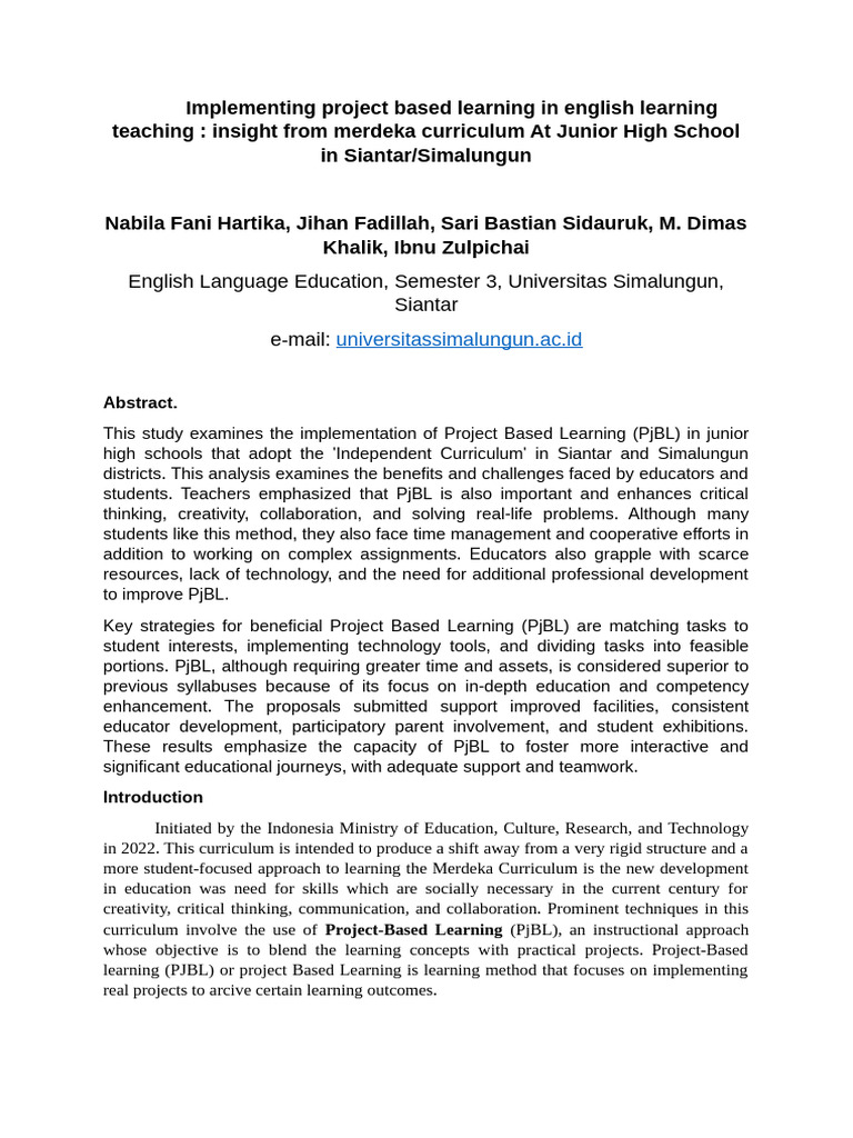 Jurnal_mam_anita_terfix[1] | PDF | Project Based Learning | Learning
