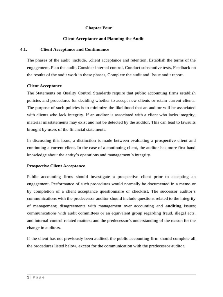 Auditing Principle - I CH 4 | PDF | Audit | Internal Control