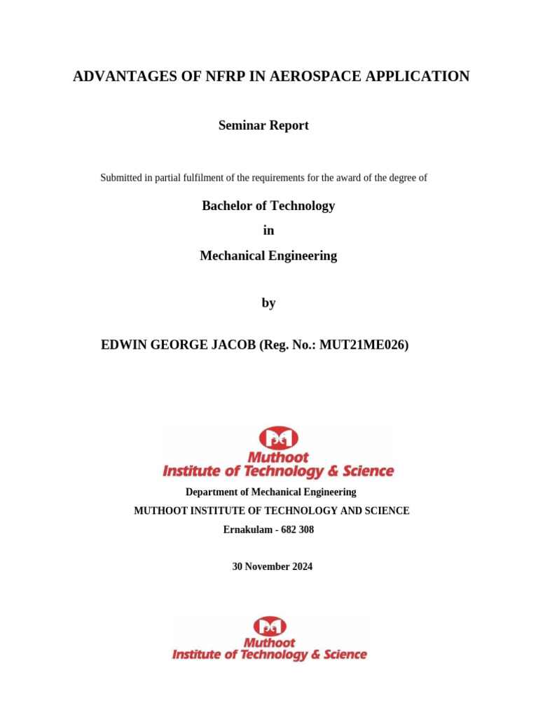 Edwin George Seminar Report | PDF | Composite Material | Fibre ...