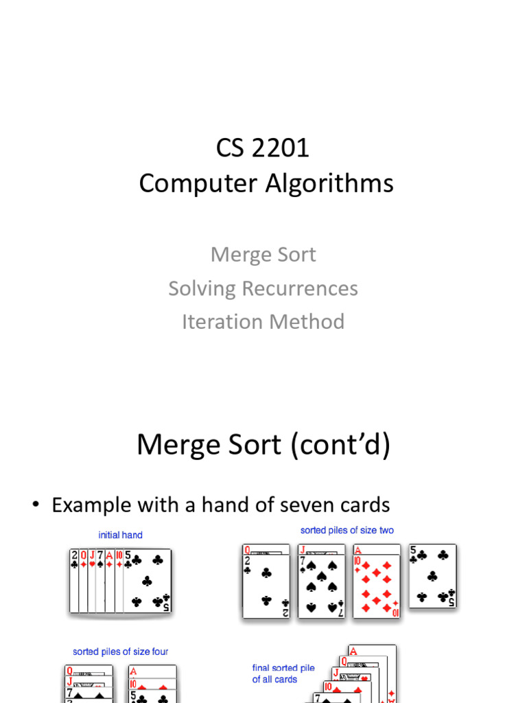 Lecture3 Recurrences Mergesort Iterationmethod Pdf Recurrence Relation Theoretical
