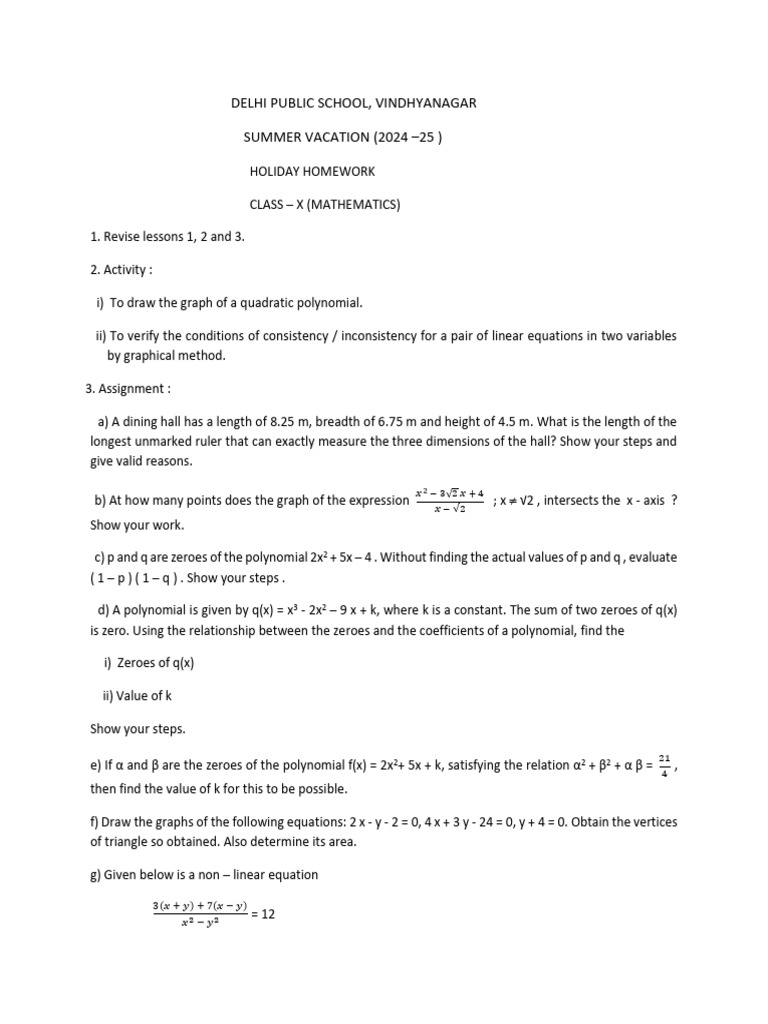 Mathematics class 10 practice paper | PDF | Polynomial | Zero Of A Function