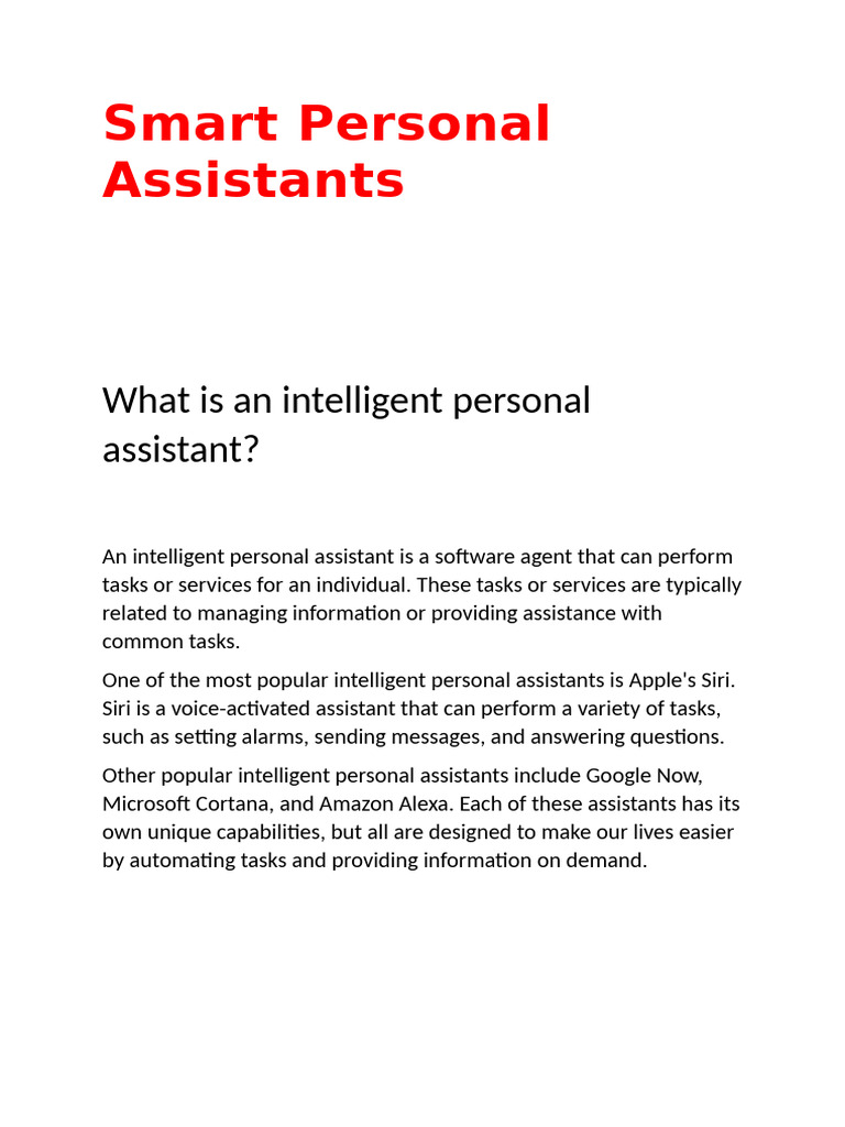 Smart Personal Assistants | PDF | Siri | Computing