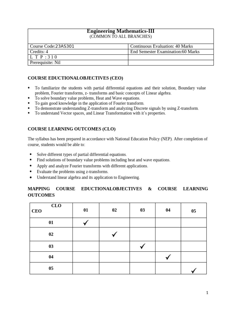 mathematics syllabus | PDF | Fourier Transform | Partial Differential ...