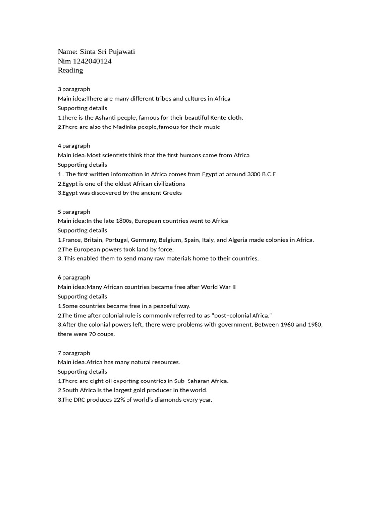 Main Idea, Supporting Details | PDF