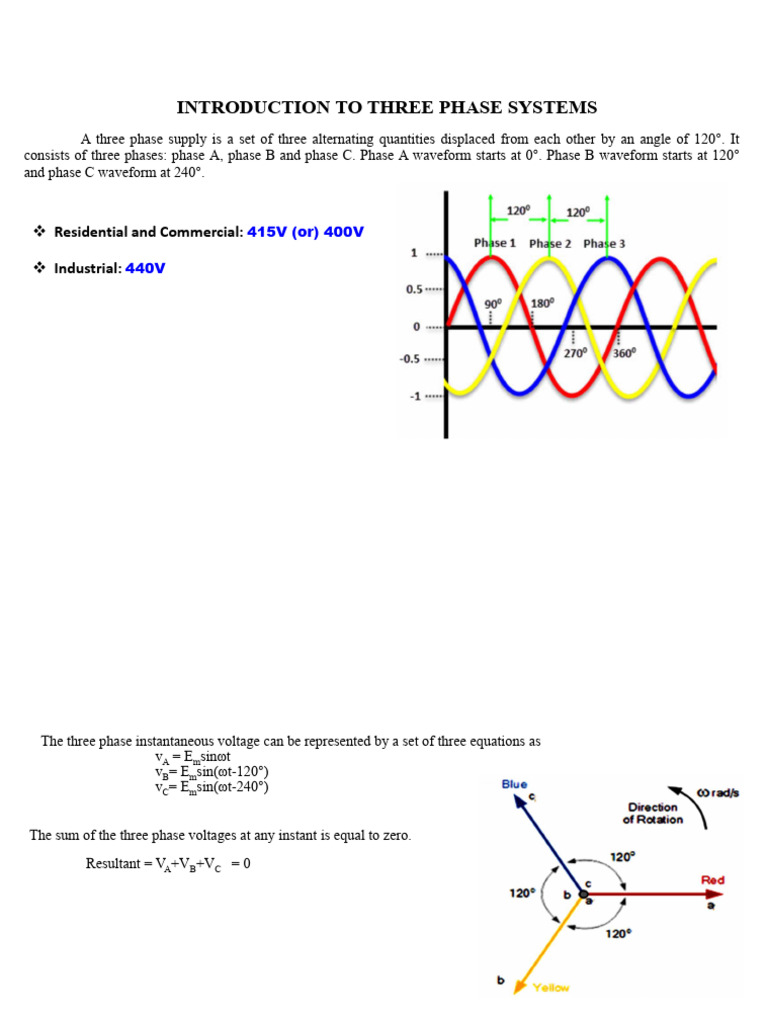 Unit 1 (Part 3) Introduction To Three Phase Systems | PDF | Ac Power | Electrical Engineering