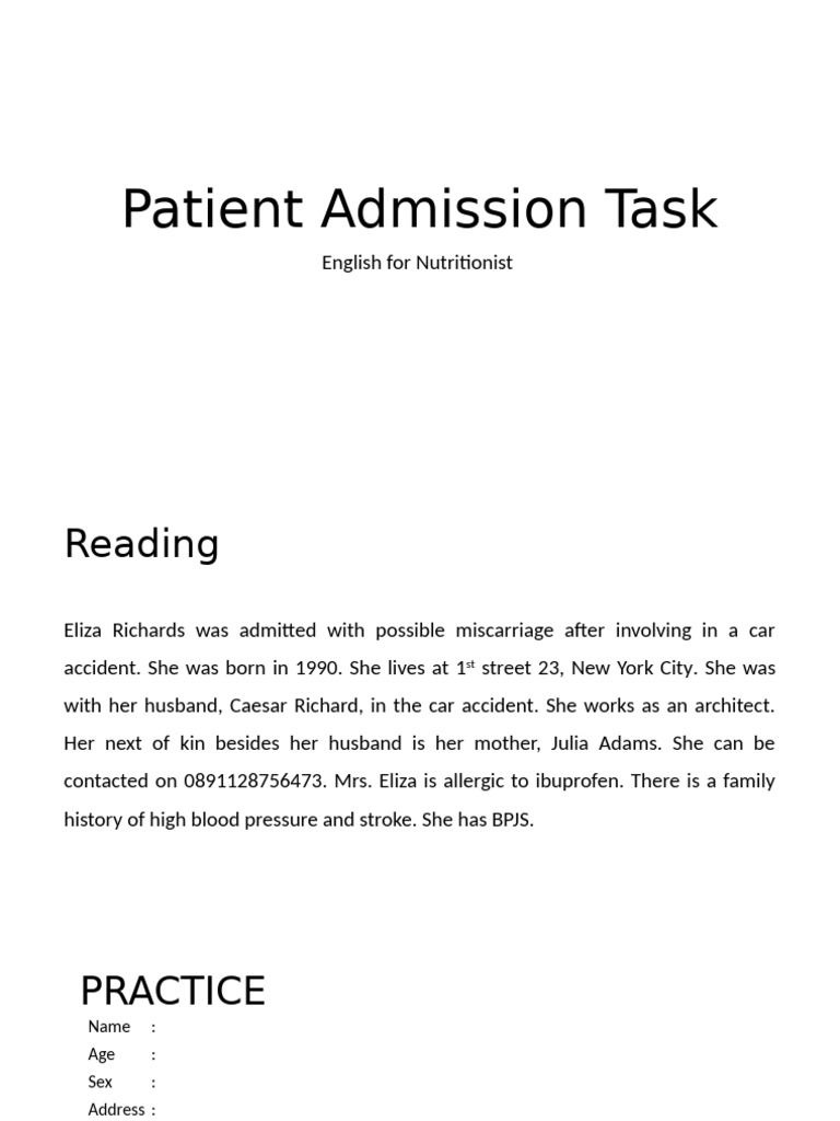 Patient Admission Task | PDF