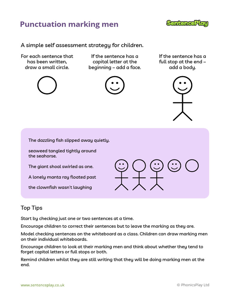 Punctuation Marking Man A Self Assessment Tool | PDF