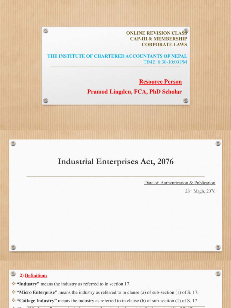 Day 14 Industrial Enterprises Act. DAY 14 | PDF