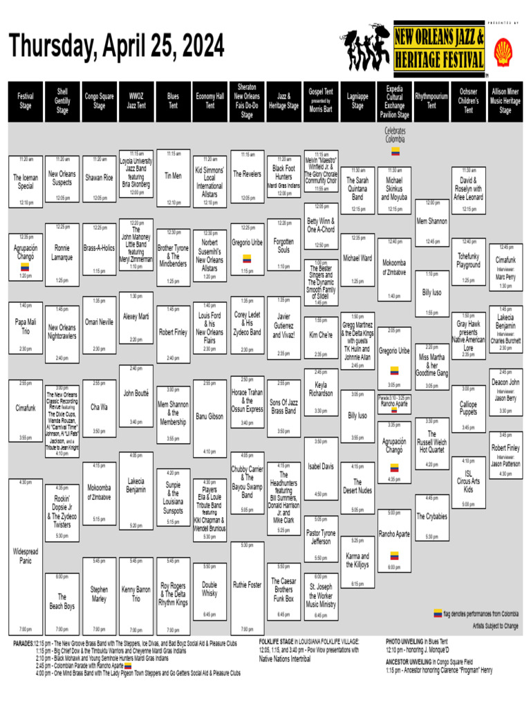 New Orleans Music Festival Schedule | PDF