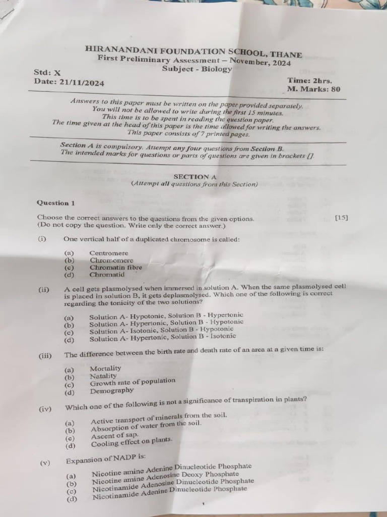 Hiranandani Pre Preliminary Biology Paper | PDF | Pancreas | Anatomy