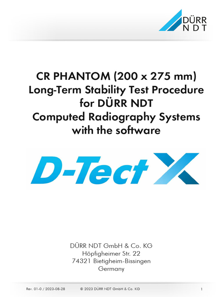 CR Phantom Long-Term Stability Test Procedure Rev1-0 D-Tect X | PDF ...