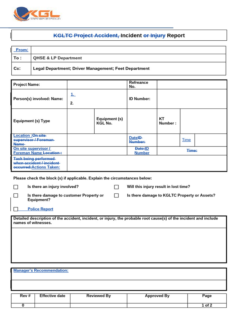 Accident - Incident Report | PDF