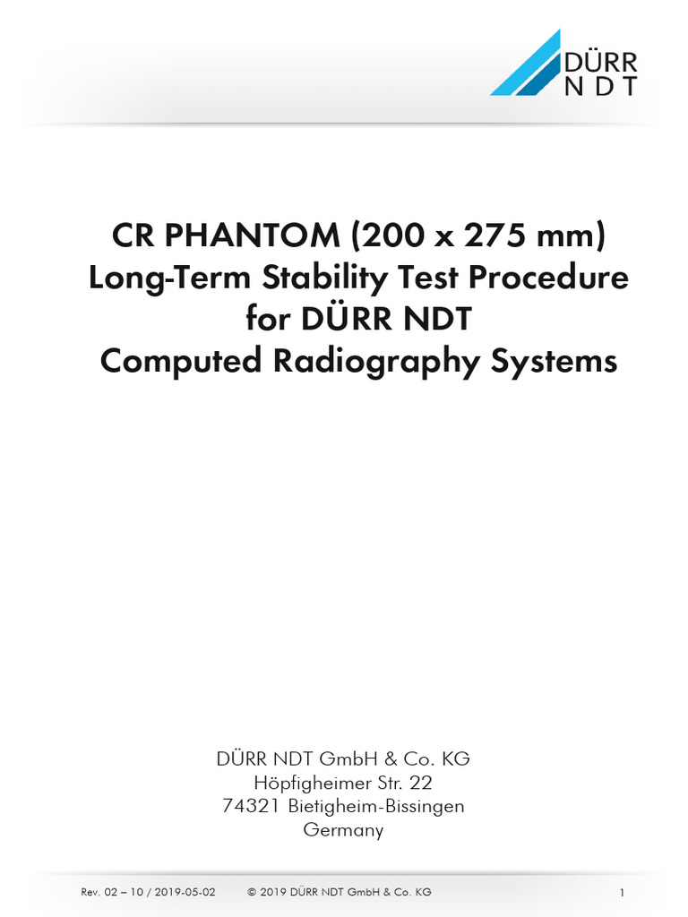 CR Phantom Long-Term Stability Test Procedure Rev2-10 D-Tect 9 | PDF ...