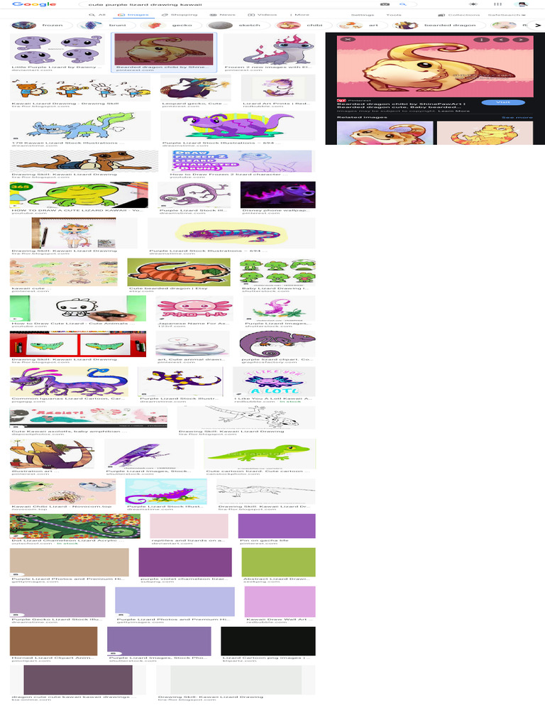 Kawaii Lizard Drawing Guide | PDF | Lizard