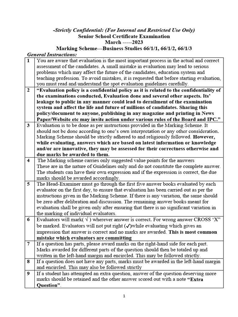 Xii Business STD Marking Scheme | PDF | Dividend | Employment