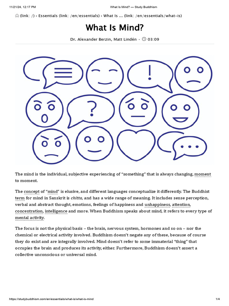 What Is Mind - Study Buddhism | PDF | Mind | Brain