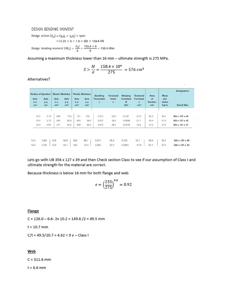 Structural Beam Analysis: Class I Verification | PDF