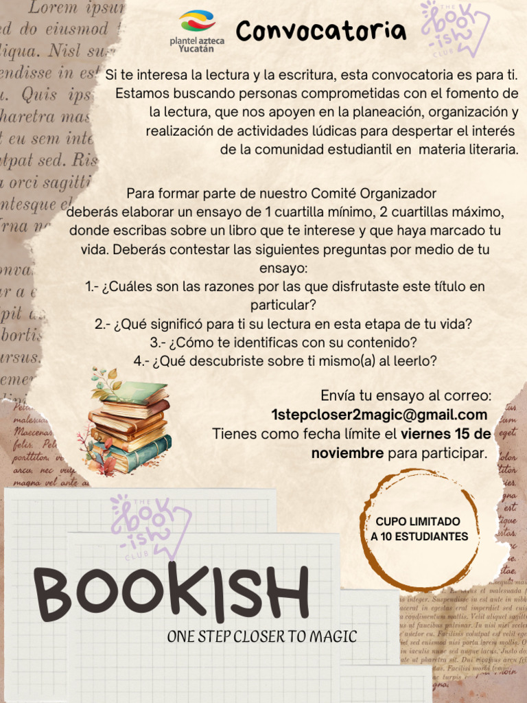 Convocatoria Completa Bookish | PDF