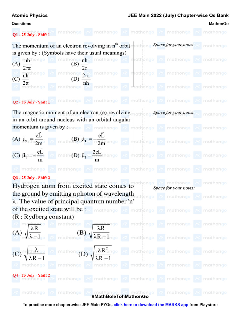 Atomic Physics | PDF