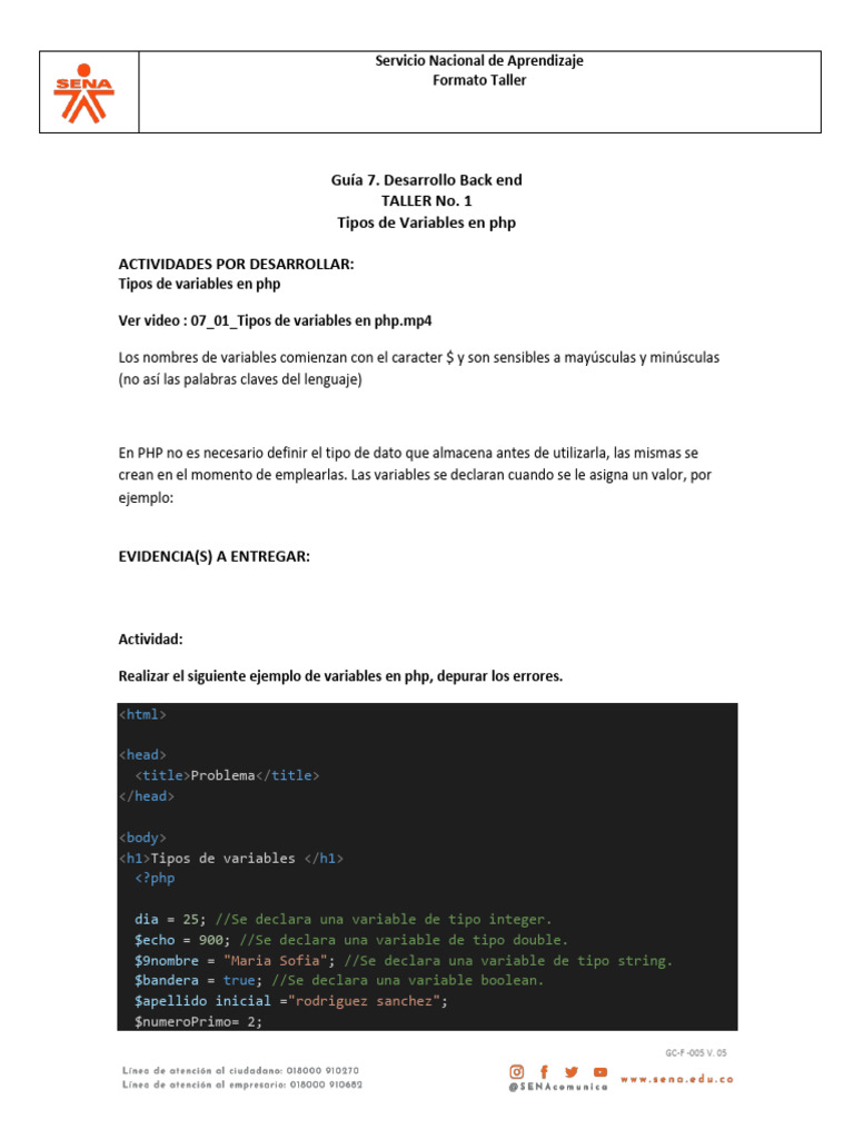 07 01 Tipos Variables PHP | PDF | Php | Variable (informática)