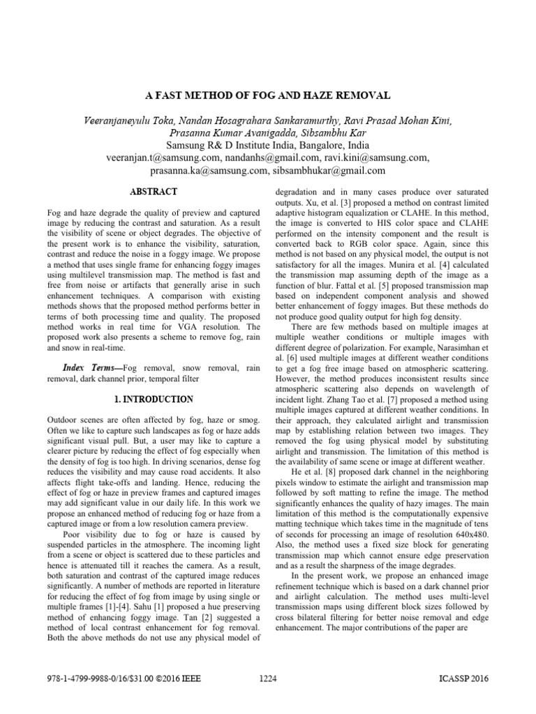 A Fast Method of Fog and Haze Removal | PDF | Artificial Intelligence ...